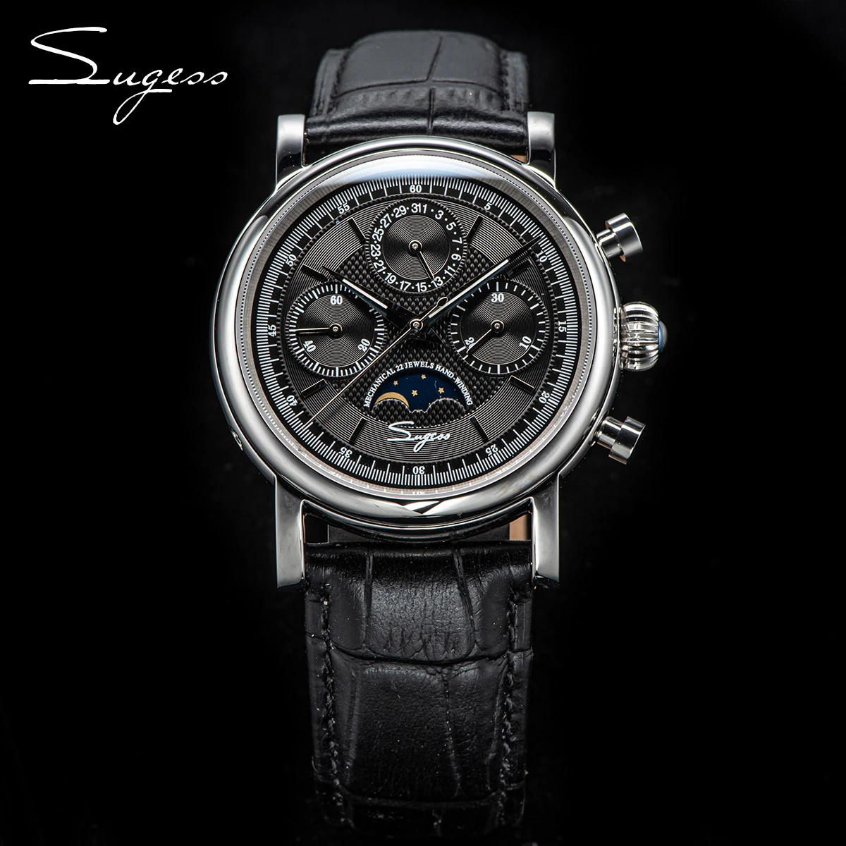 Sugess St1908 Chronograph Mechanical Wristwatches Seagull Moonphase ...