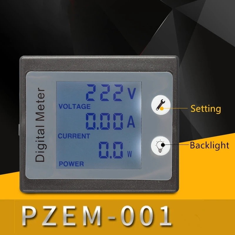 PZEM 001 Single Phase Digital Panel Wattmeter Voltmeter AC 220V 10A ...