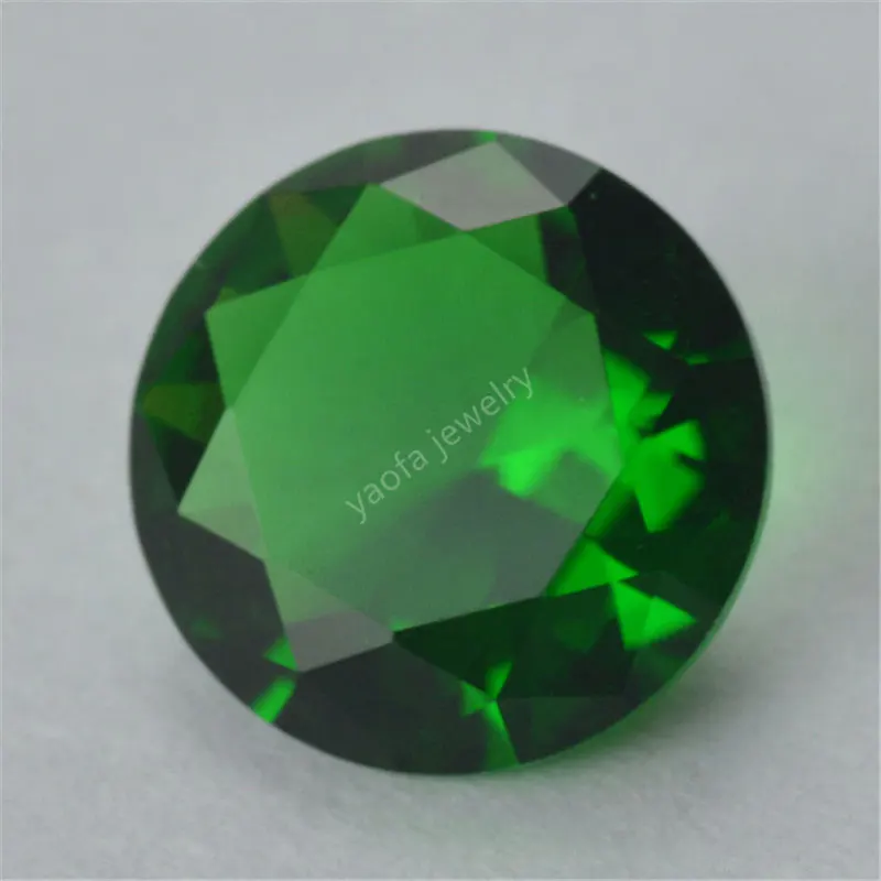 Hot Sale 4~15mm 5A Dark Green Color Round Shape Brilliant Cut Loose ...