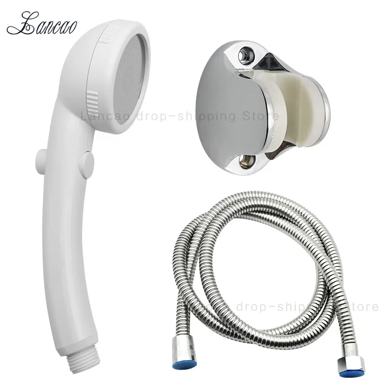 Luxury Set White Hand Shower with On/Off Pause Switch shower head with ...