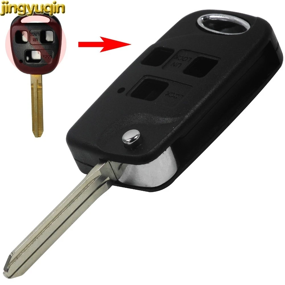 Jingyuqin 3 Buttons Flip Folding Remote Car Key Case Shell Fob ...