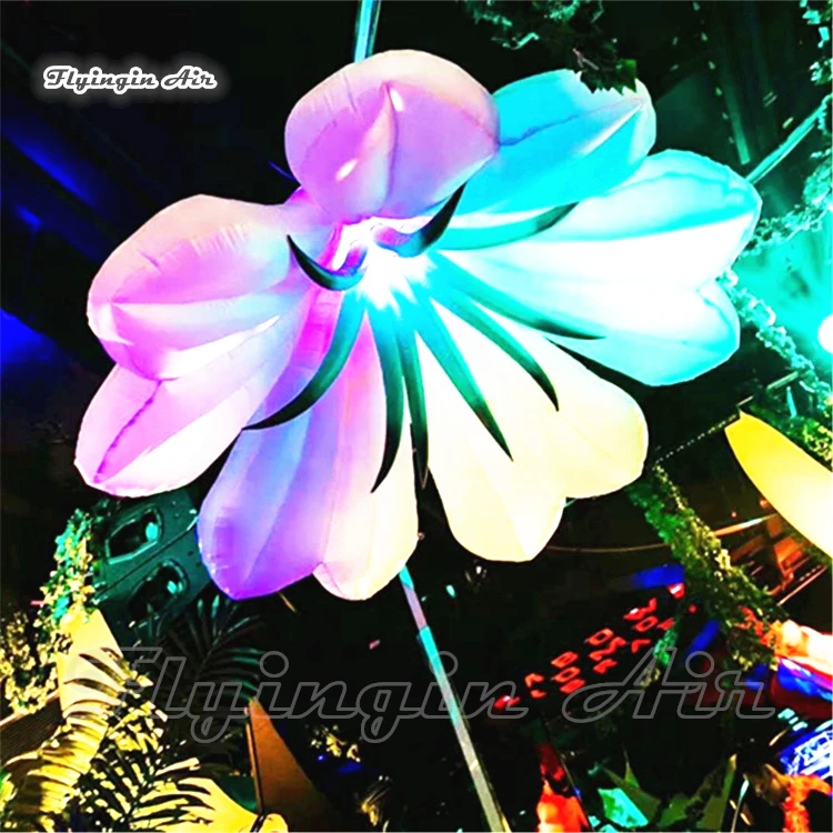 Hanging-Led-White-Inflatable-Flower-Multicolor-Blooming-Flowers-With ...