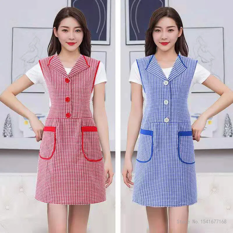 Pink-Cooking-Apron-for-Women-Water-and-Oil-Resistant-Lapel-Chef-Kitchen ...