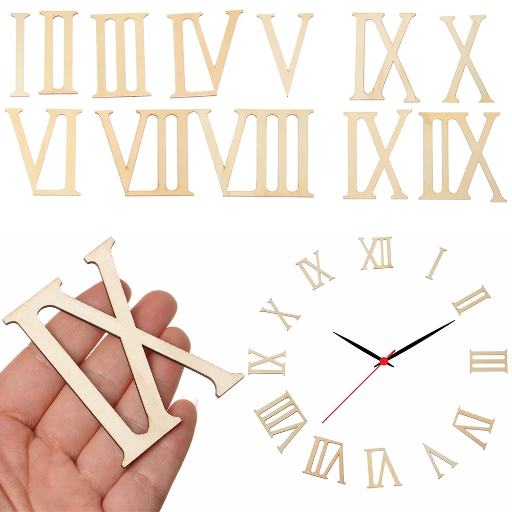 12Pcs-set-7cm-Roman-Digital-Wooden-Clock-Accessories-Roman-Numerals ...