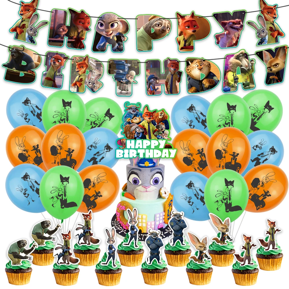 1set-Disney-Zootopia-Theme-Happy-Birthday-Party-Decorations-Banner-Cake ...