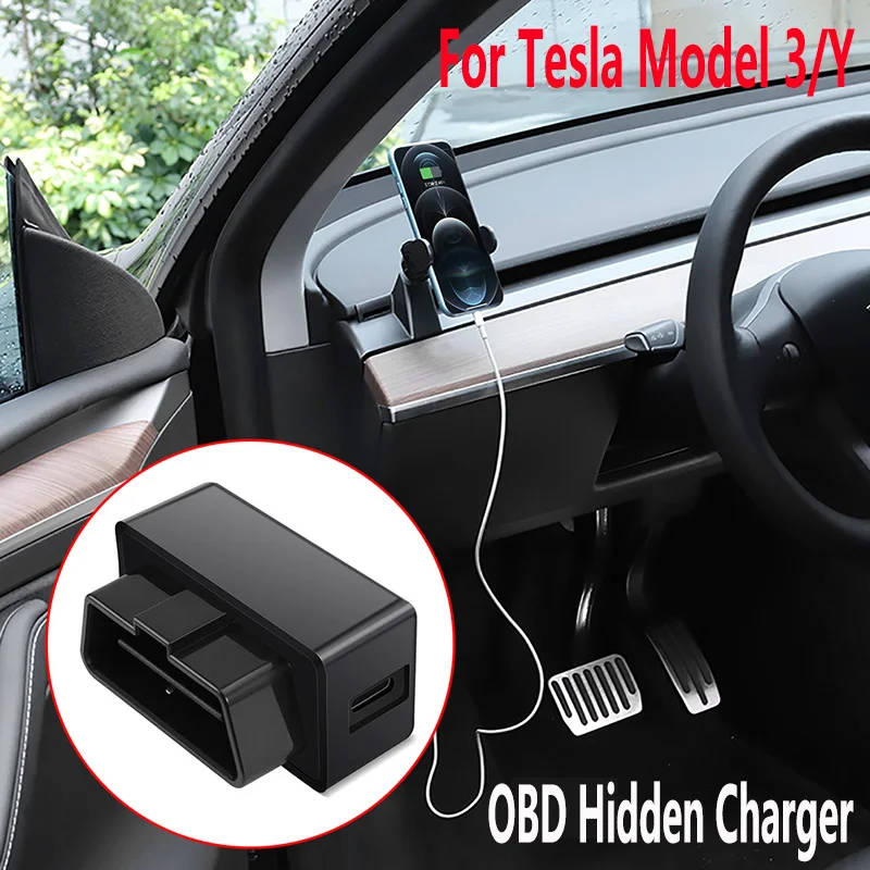 For-Tesla-Model-3-Y-Hidden-OBD-Mobile-Phone-Charging-Interface-on-Board ...