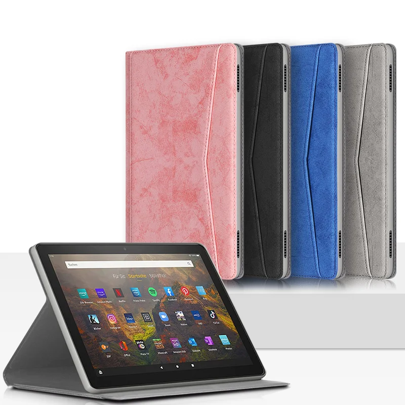 For Fire HD 10 Plus 2021 Case , PU Leather Magnetic Back Cover for Fire ...