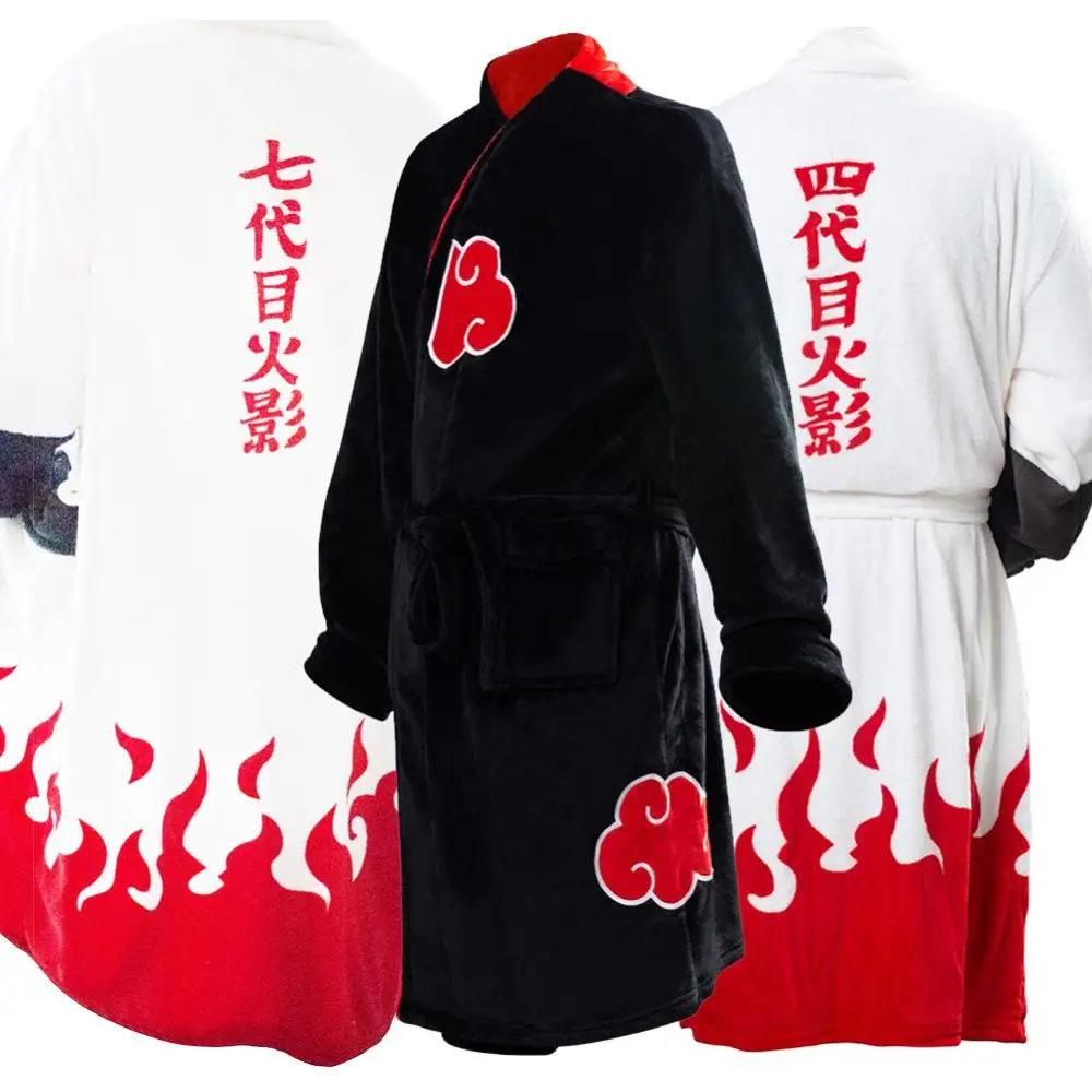 Fast Shipping Anime Akatsuki Robe Cosplay Bathrobe Fleece Warm ...