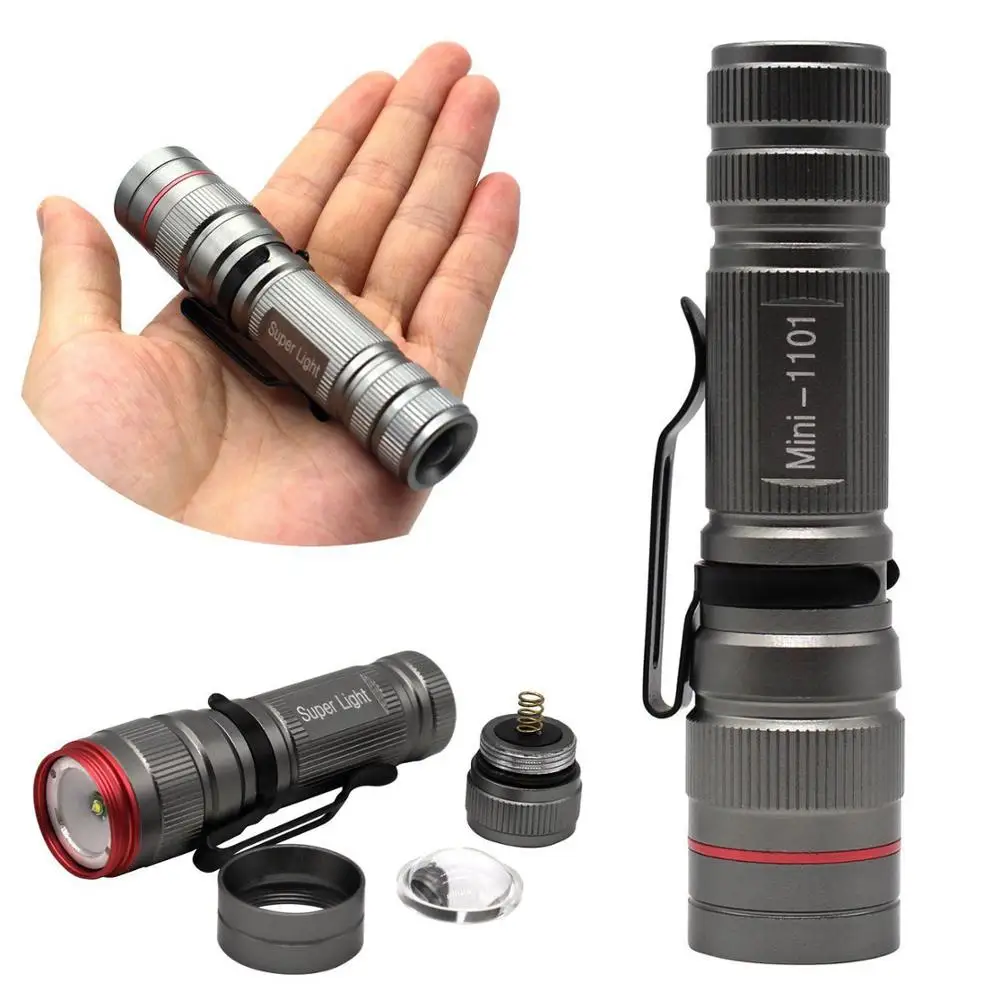 Mr-white-Mini-Grey-Pocket-LED-Flashlight-Torch-Waterproof-Lantern-AA ...