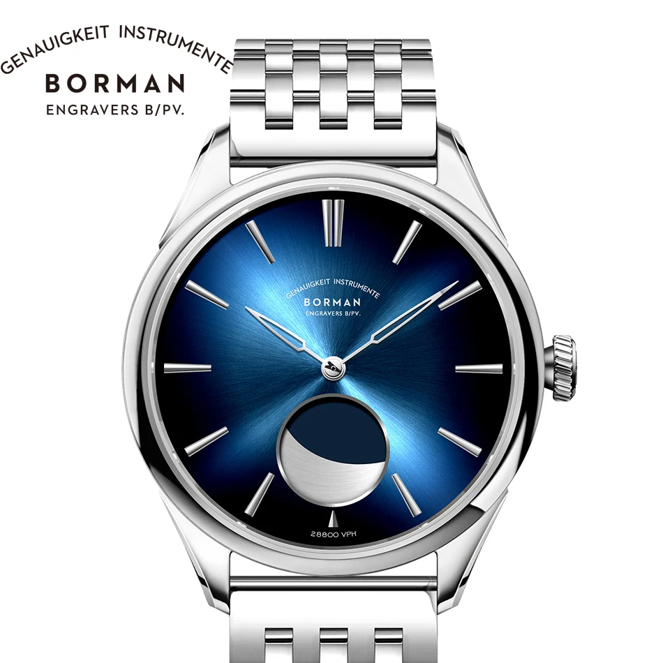 BORMAN-Stainless-Steel-Men-Mechanical-Watch-Power-Reserve-80Hour-Moon ...