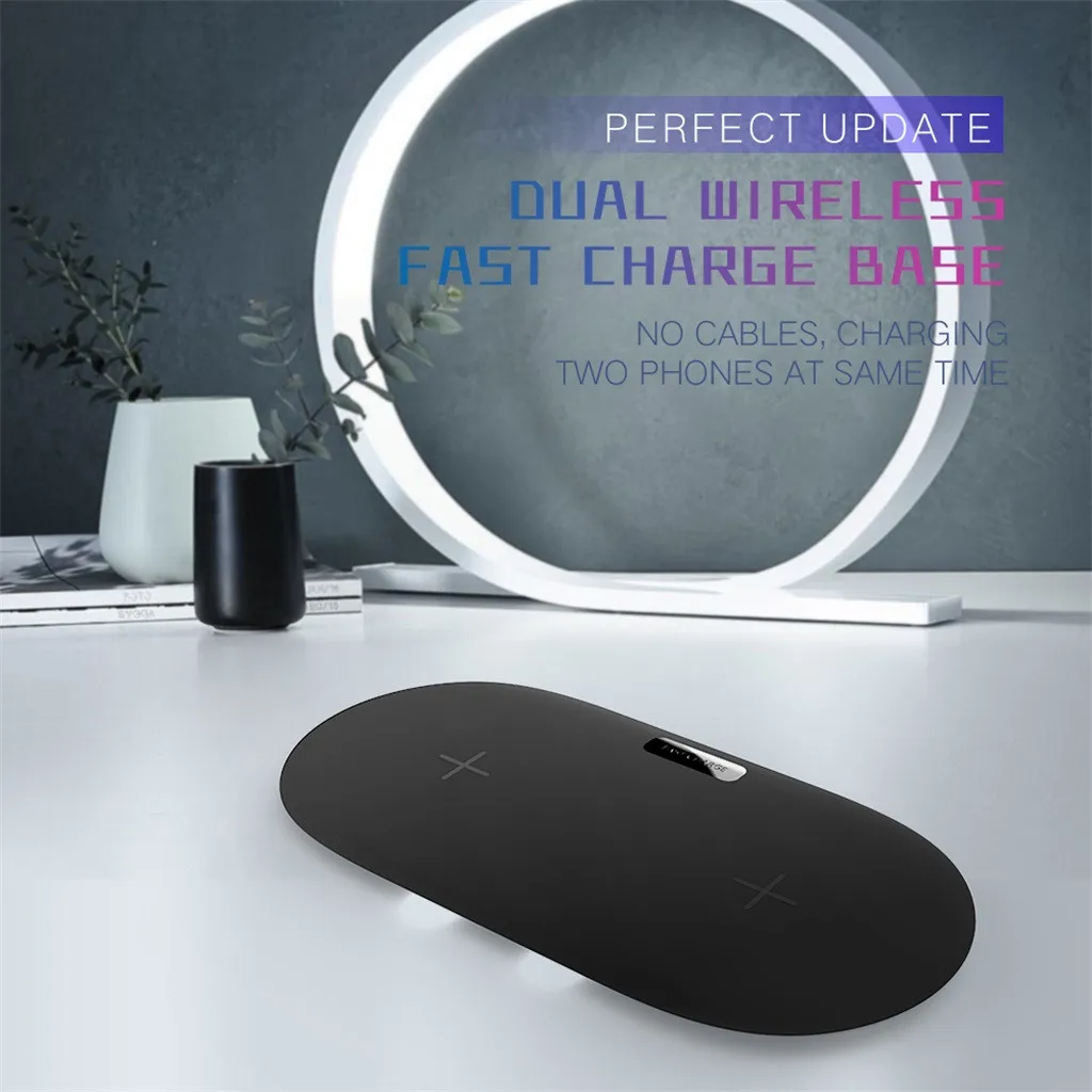 10W Dual QI Wireless Charger For iPhone XS Max XR X 7/8 Plus Samsung S9 ...