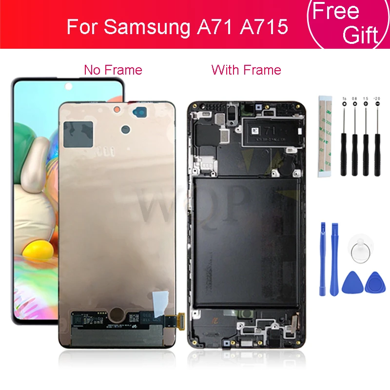 Oled For Samsung Galaxy A71 Lcd A715 Display Touch Screen Digitizer Assembly With Frame For ...