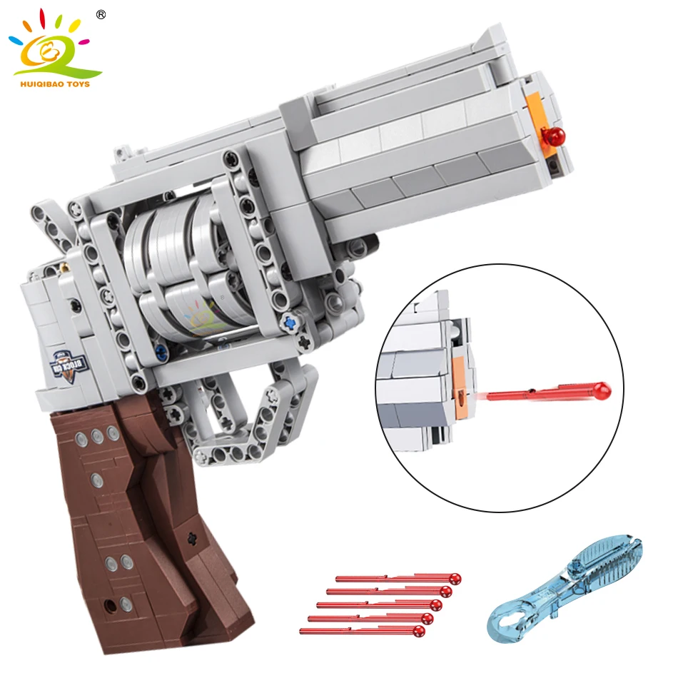 HUIQIBAO 475Pcs Boys DIY Revolver Firearm Gun Building Blocks Military ...