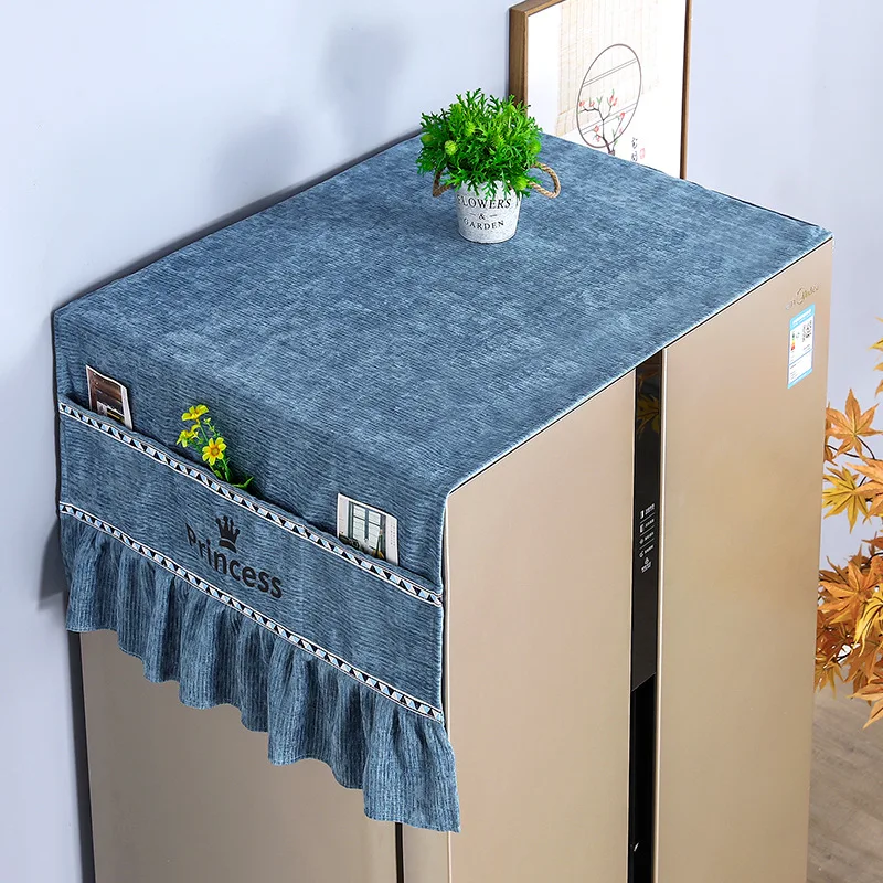 Printed Chenille Refrigerator Cover Double Door Refrigerator Tassel ...