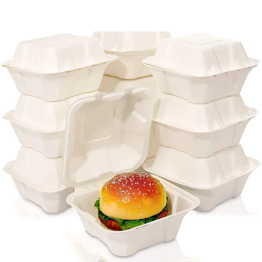 50-Uds-caja-desechable-Bento-de-ca-a-de-az-car-de-fibra-de-compostables ...