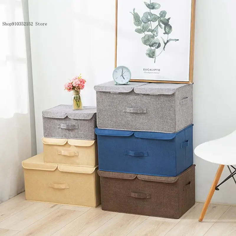 Bedroom Closet with Lid Handle Foldable Basket Organiser Big Box Book ...