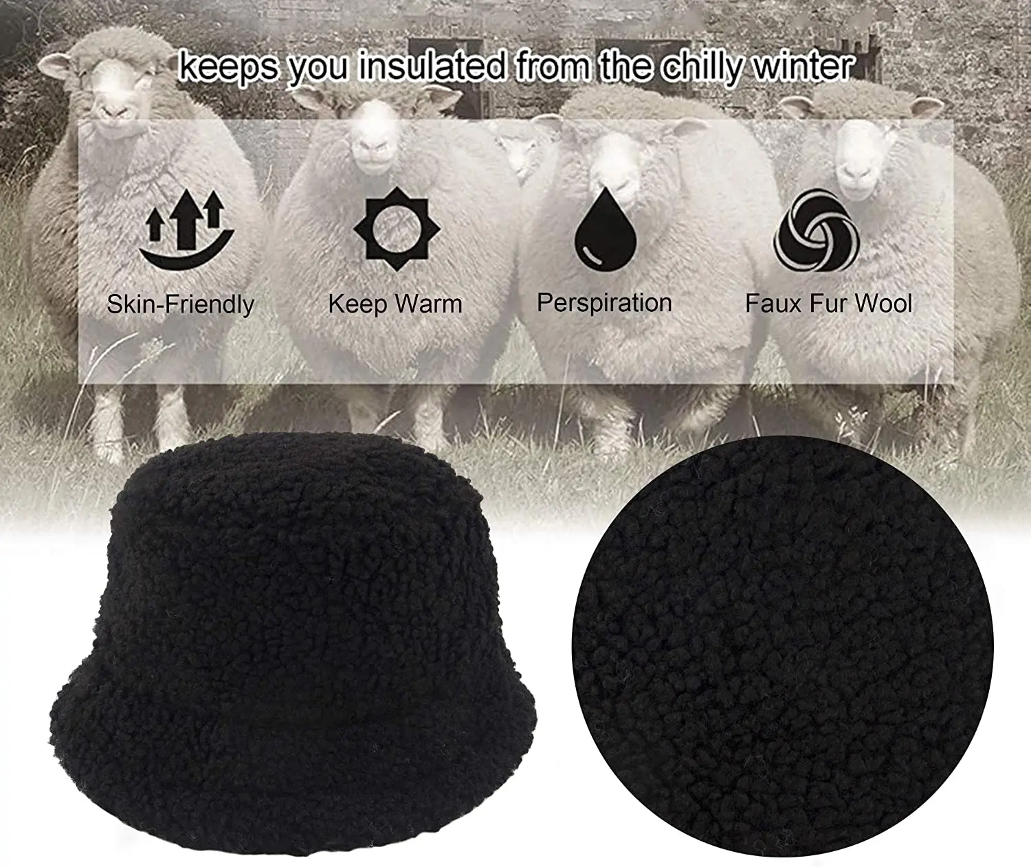 Casquette,2021 nouveau en plein air chaud agneau fausse fourrure seau ...