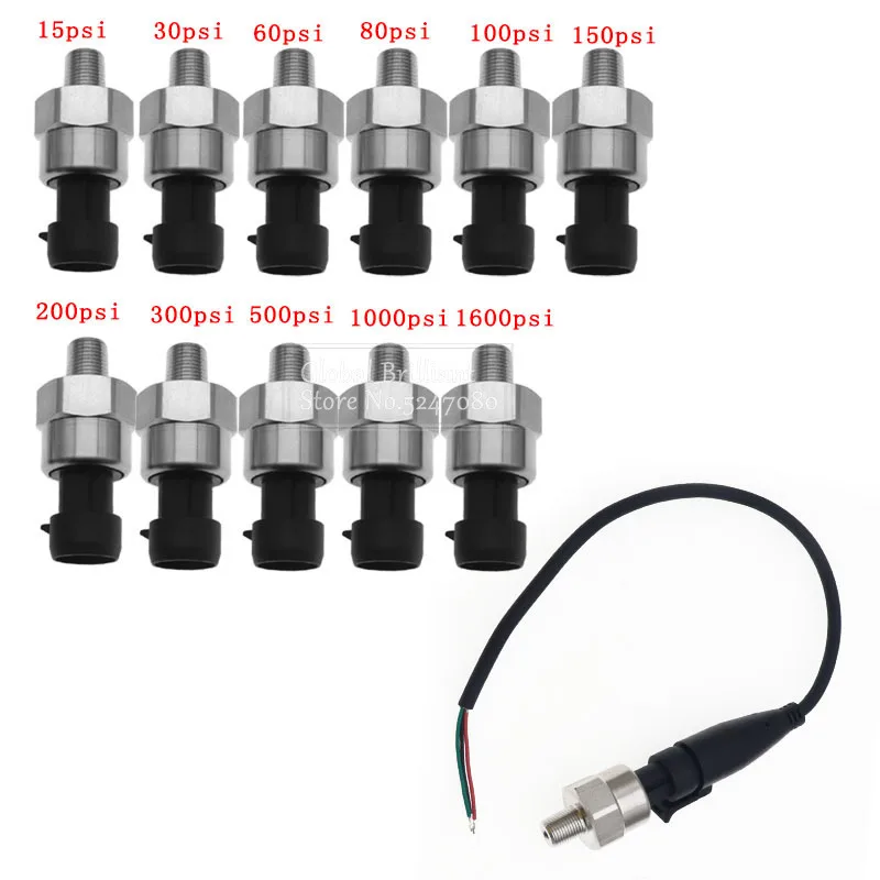 5V 1/8NPT Oil Fuel Gas Air Pressure Transducer Transmitter Sensor 15/30 ...