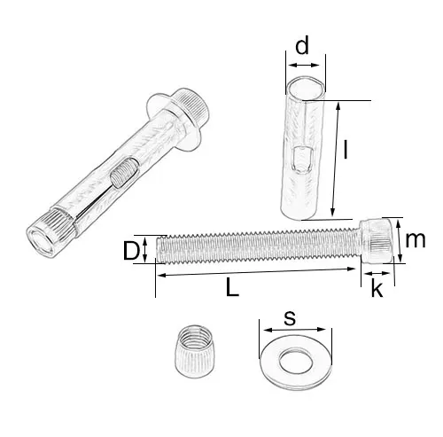 VIS,M10-100mm--Vis D'expansion Interne En Acier Inoxydable 304, 1 Pièce ...
