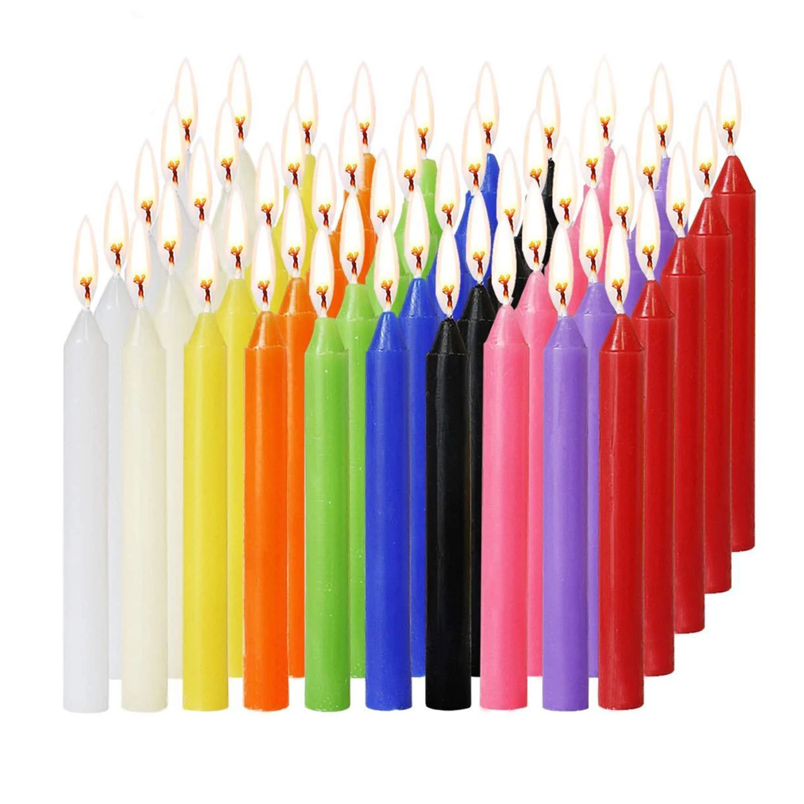100PCS Unscented Taper Colorful Birthday Candles Smokeless For Wedding ...