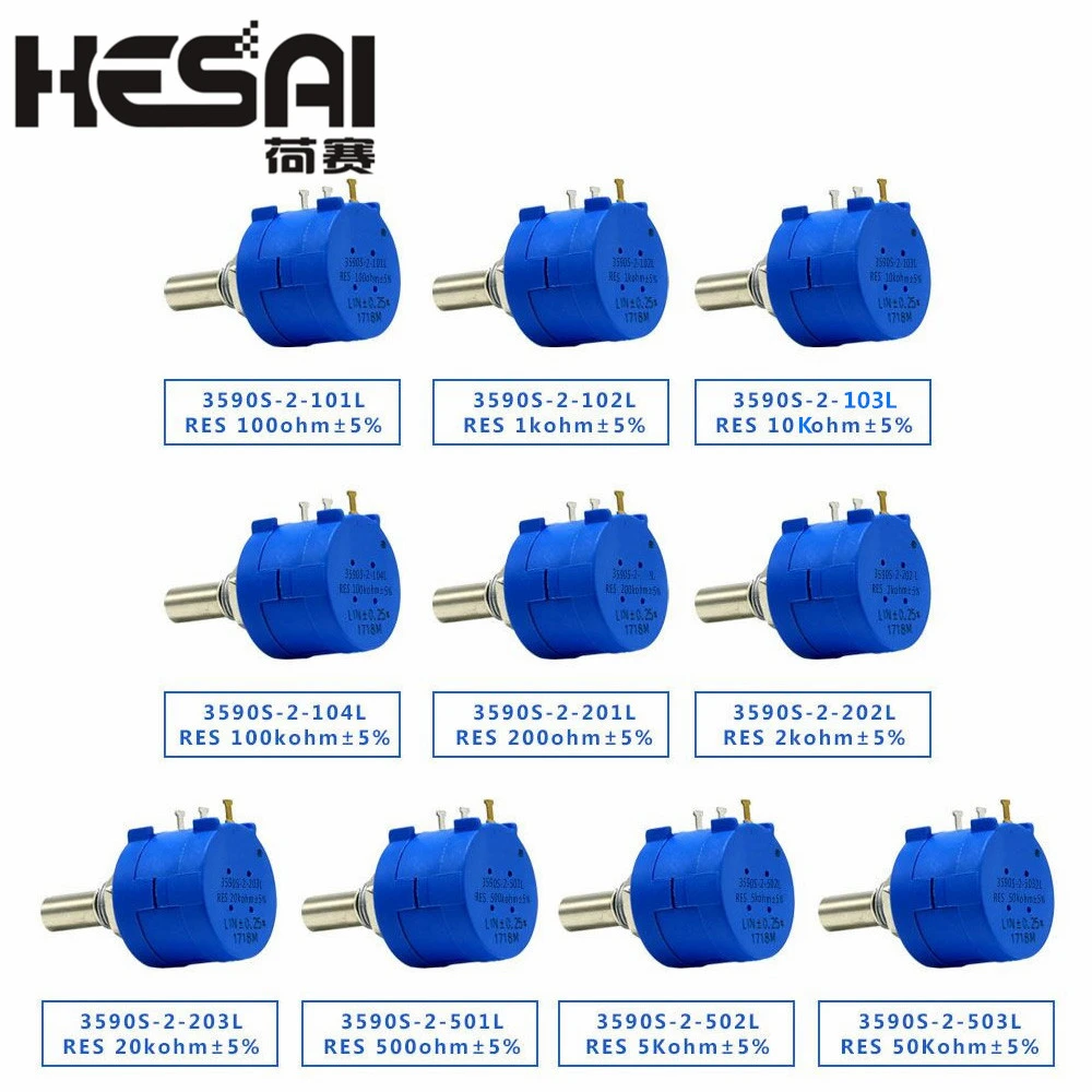 3590s-2-103l 3590s 10k Ohm Precision Multiturn Potentiometer 10 Ring ...