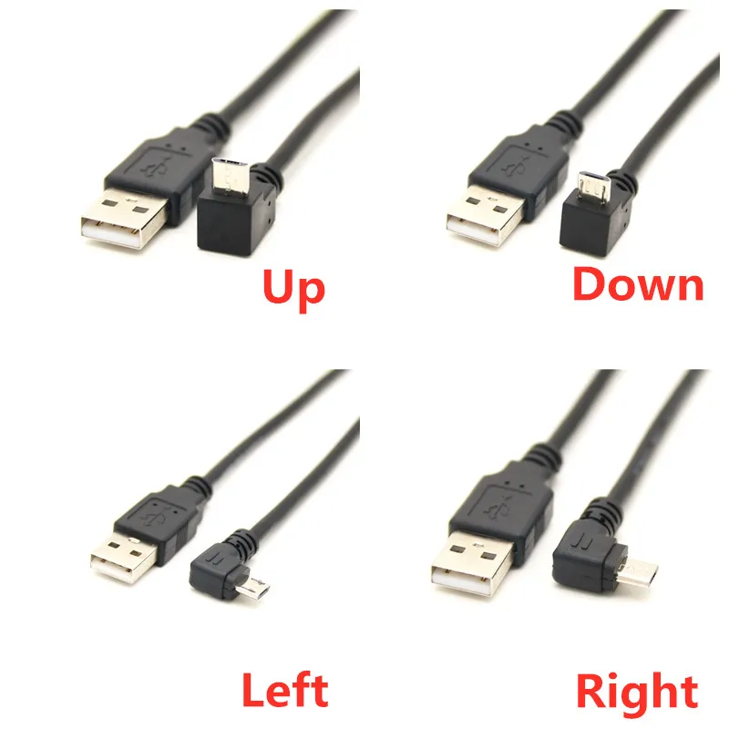 90 Degree Up Down Left Right Angled Micro USB Male to USB 2.0 male Data ...