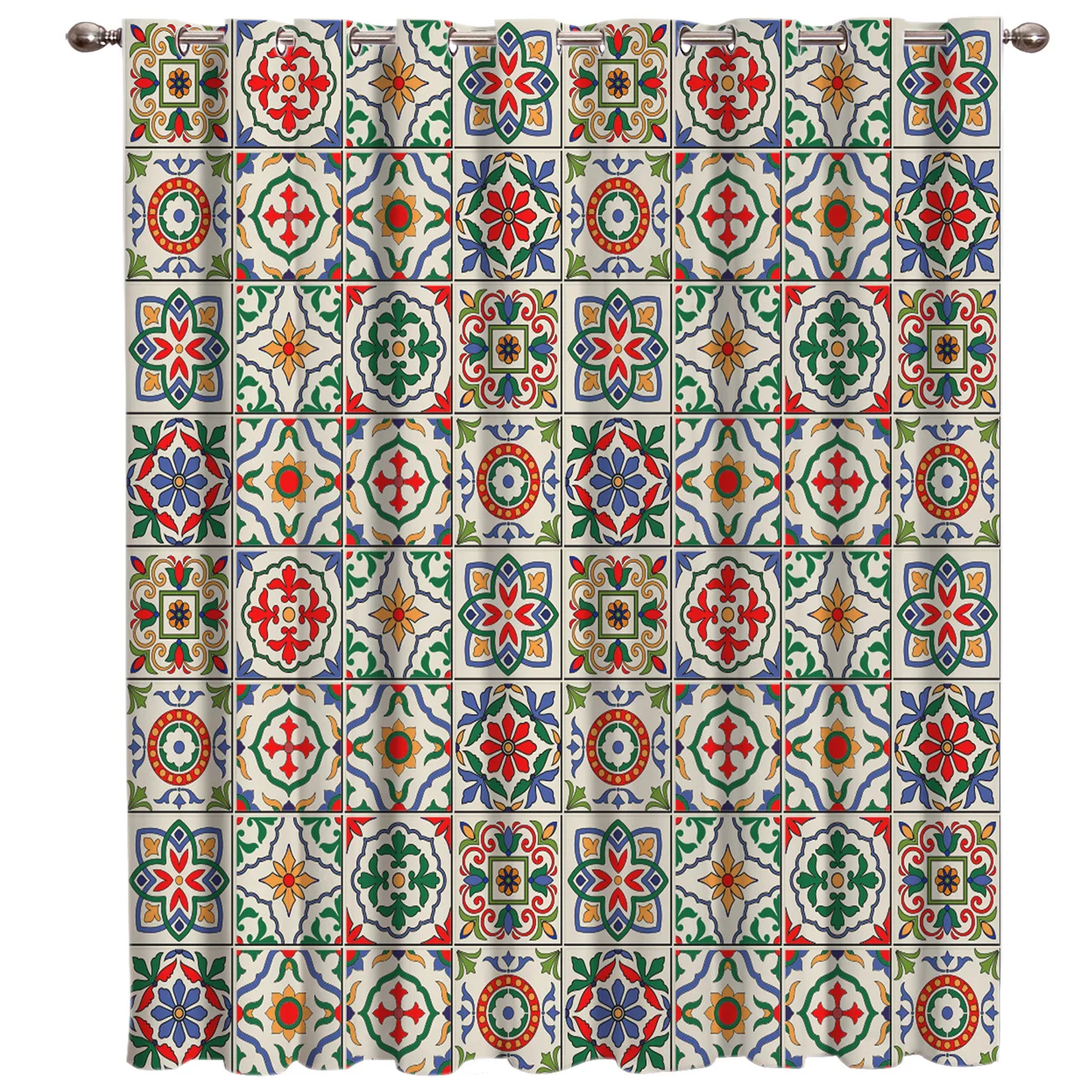 Ethnic Pattern Abstract Stitching Outdoor Fabric Print Curtain Panels ...