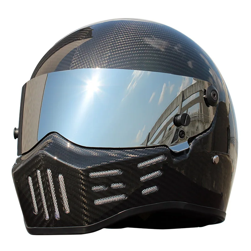 Full Face Helmet Retro Motorcycle Helmet Men Carbon Fiber Motocross ...