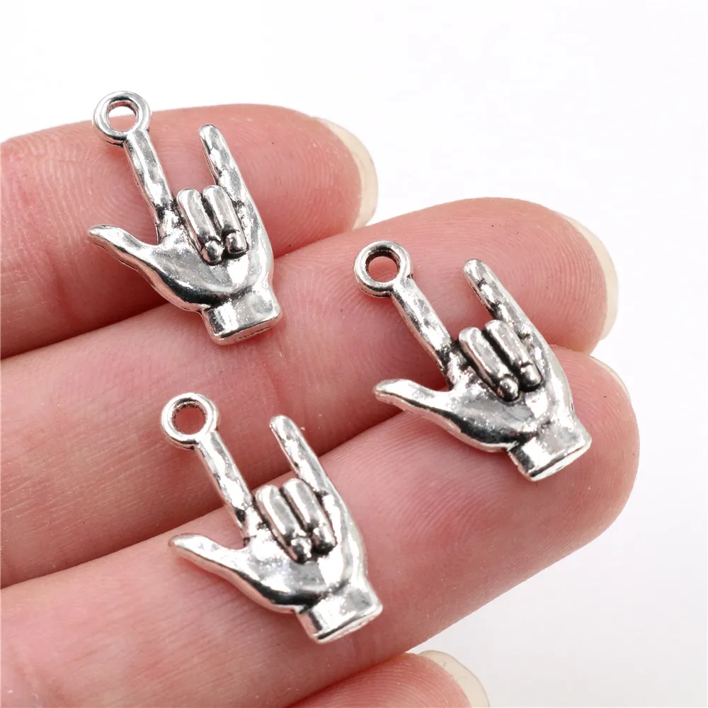 22x12mm 15pcs Antique Silver Plated Love Gestures Handmade Charms ...