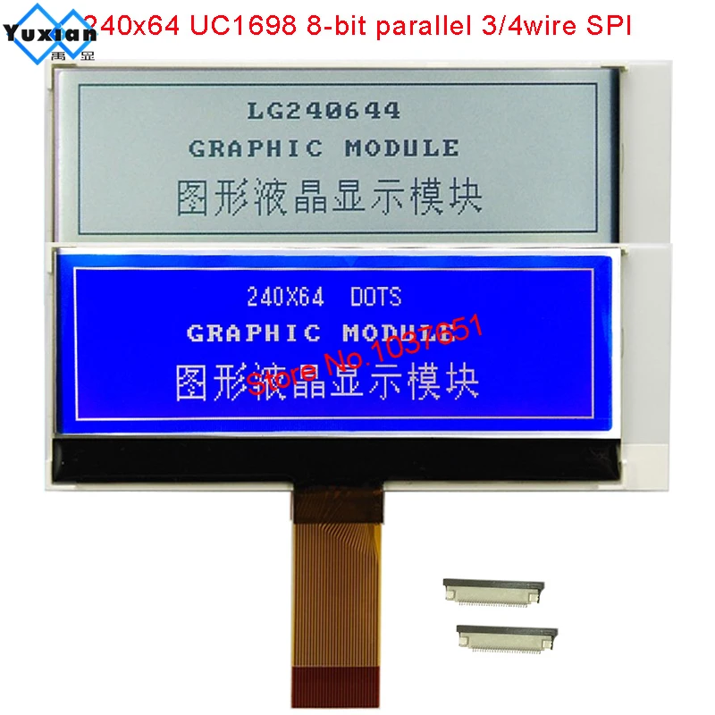 Pequeno-mini-240x64-24064-cog-display-lcd-m-dulo-gr-fico-fstn-azul-3-3v ...