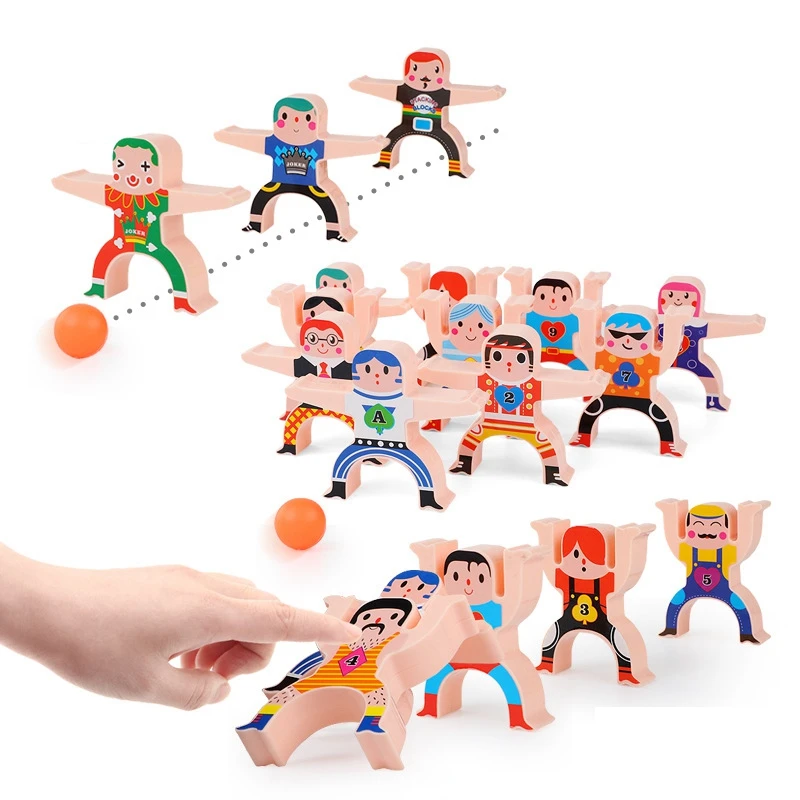 Acrobatic Troupe Interlock Toys Wooden Balancing Blocks Games Toddler ...