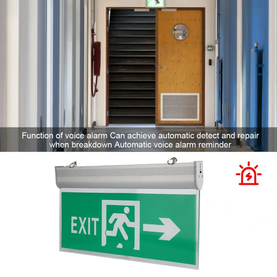 Solar battery 110-220V Acrylic LED Emergency Exit Sign Lamp Evacuation ...