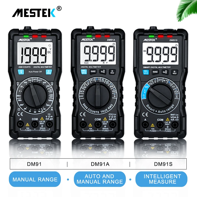 Mestek Dm91/dm91a/dm91s Digital Multimeter 9999 Count Ac/dc Ammeter Voltmeter Ohm Voltage Meter ...