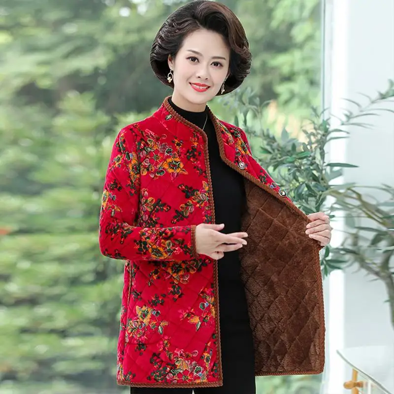 2022 Women Winter New Middle-aged Cotton-padded Coats Female Velvet ...