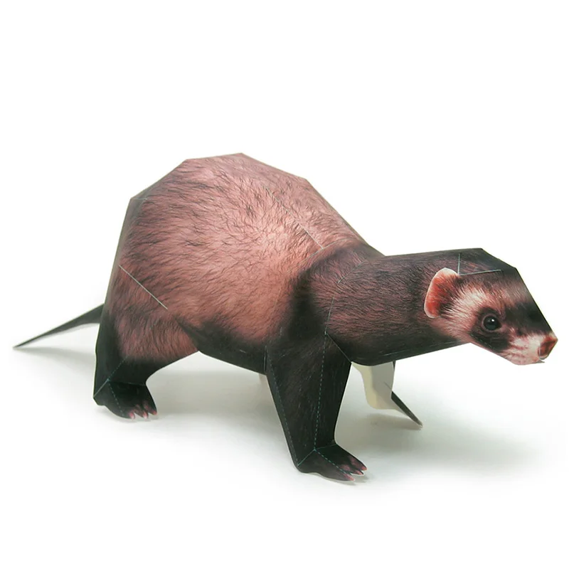 Brown Ferret Paper Model Origami Art Realistic Animal Mini Cute Folding ...
