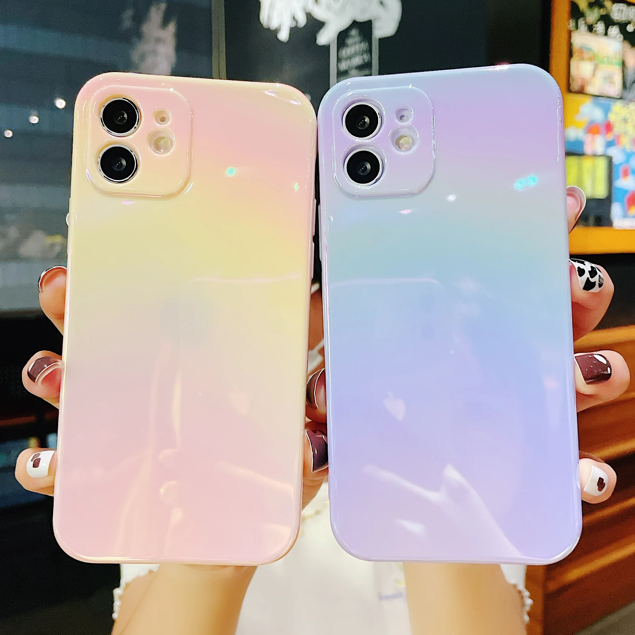 Gradient-Rainbow-Laser-Cases-For-iPhone-11-12-Pro-Xs-Max-X-Xr-Soft ...