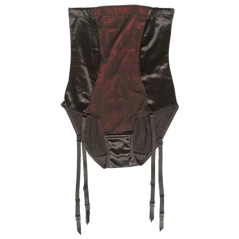 Black Hi Waist Tummy Control Panties With Garter Belt For Stockings ...