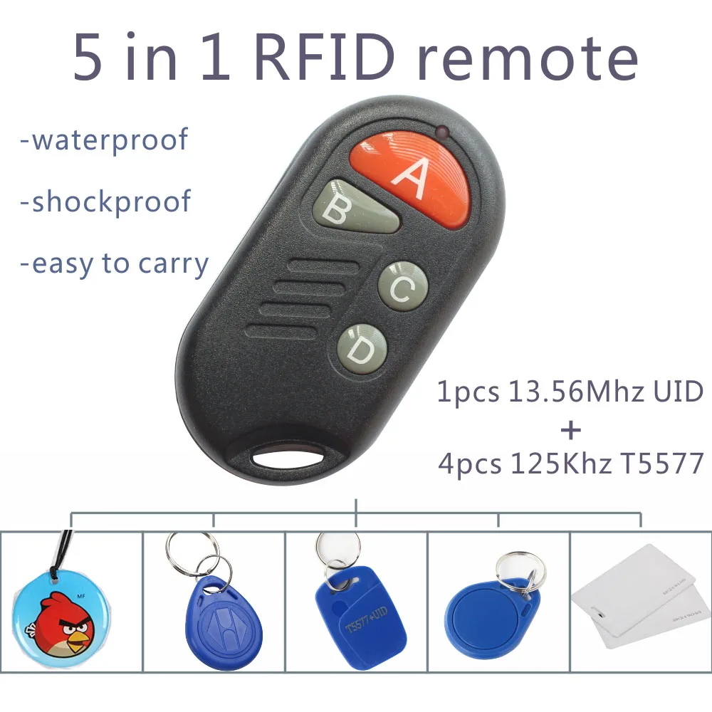 RFID Multiple Keyfob 4 or 5 in 125khz T5577 EM Writable IC 13.56Mhz M1k ...