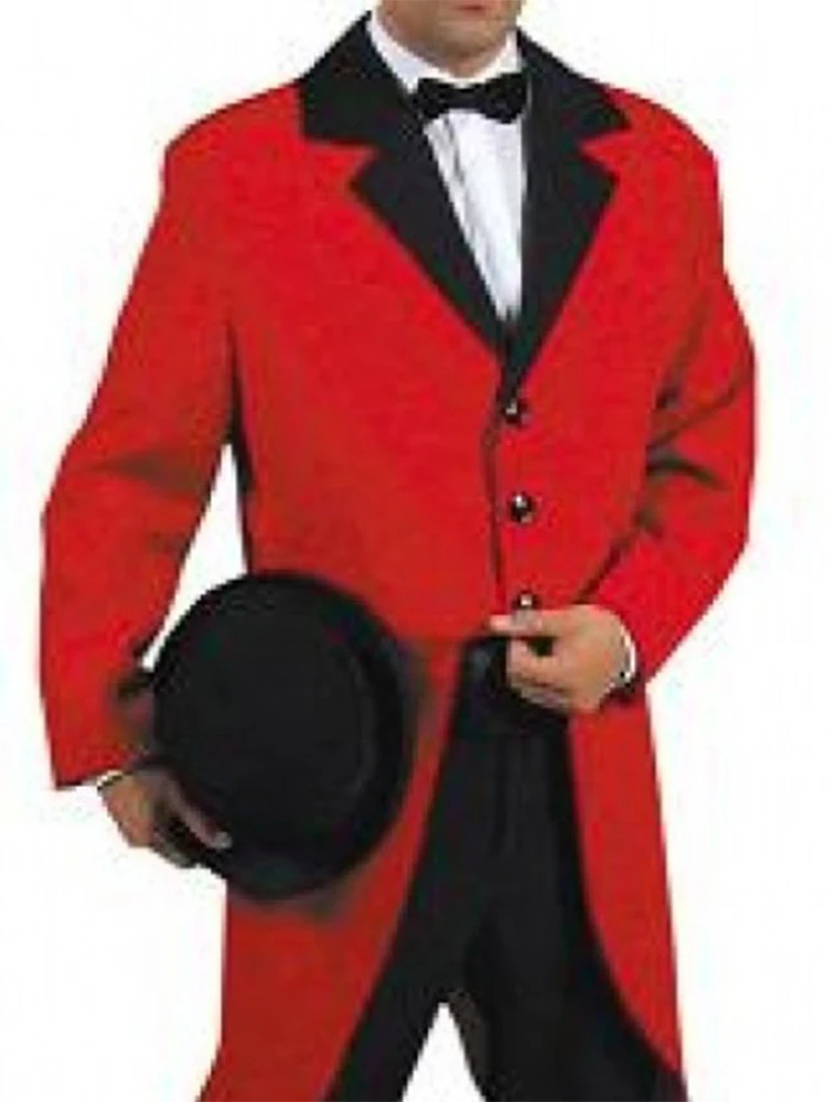 Custom Made To Measure Red Tailcoat With Black Collar Black Pants ...