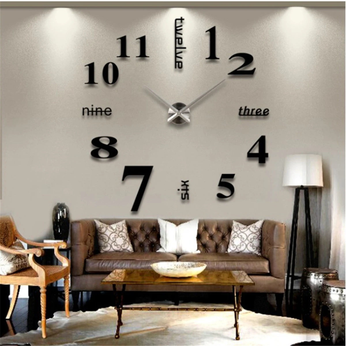 2D/3D Wall Clock Mirror Wall Stickers DIY Watches Large Acrylic Quartz ...