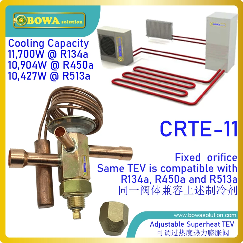 11.7KW R134a 통합 tev는 TXV 키 파라미터이며 잘 작동하는 냉각수 압축기와 일치하는 뛰어난 안정적인 과열을 가지고 ...