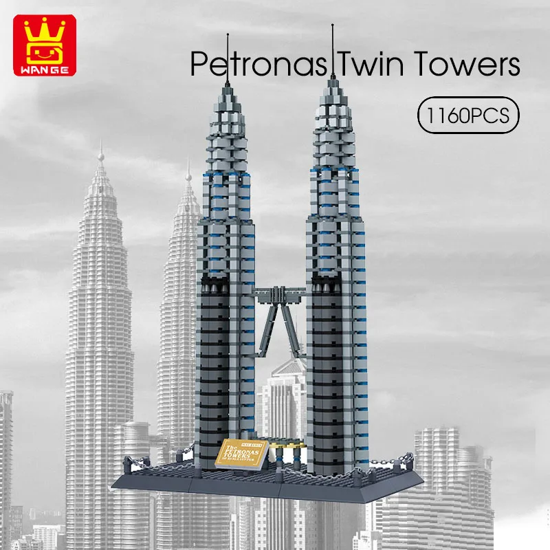 WANGE 1160pcs World Famous Landmark Architecture Petronas Twin Towers ...