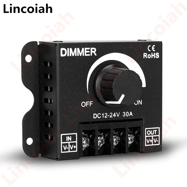 DC 12V 24V LED Dimmer Switch 30A 360W Voltage Regulator Adjustable ...