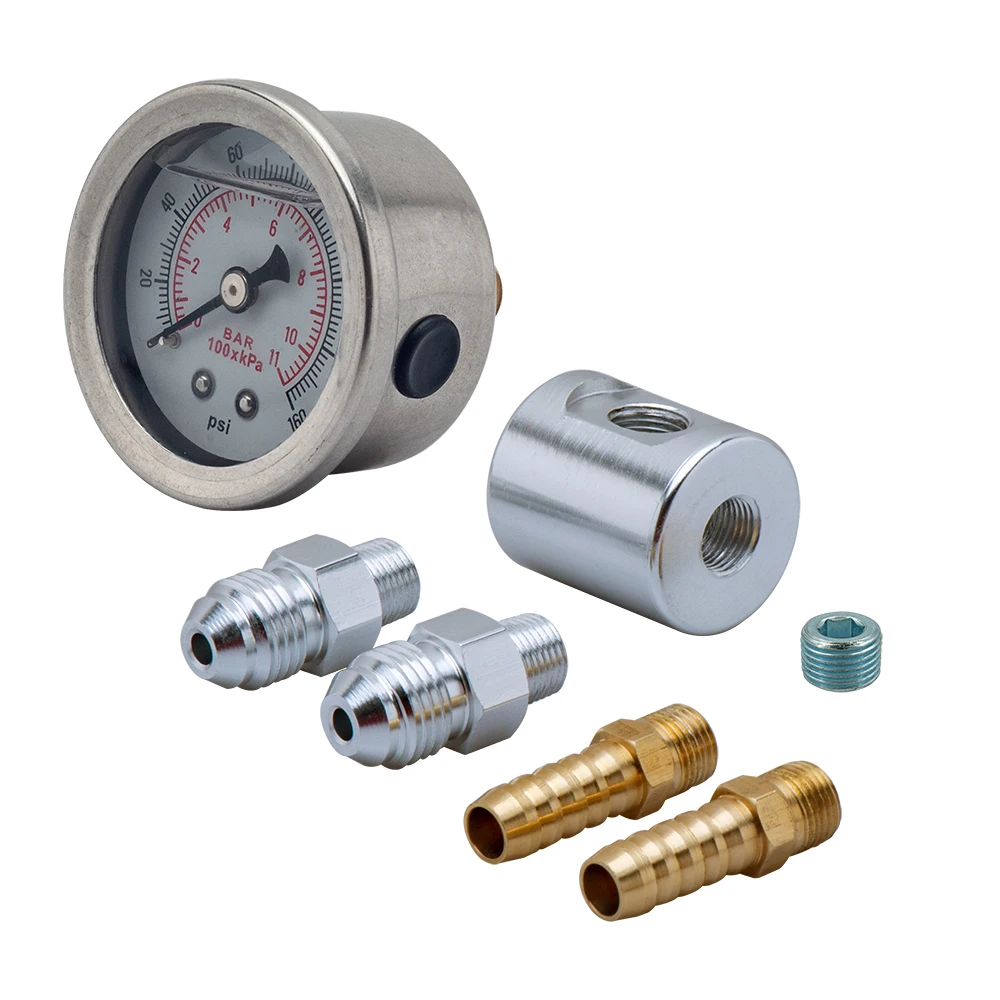 Universal 1 8 Npt Fuel Pressure Gauge Liquid Filled Polished Case 0 160 Universal 1 8 Npt Fuel Pressure Gauge Liquid Filled Polished Case 0 160