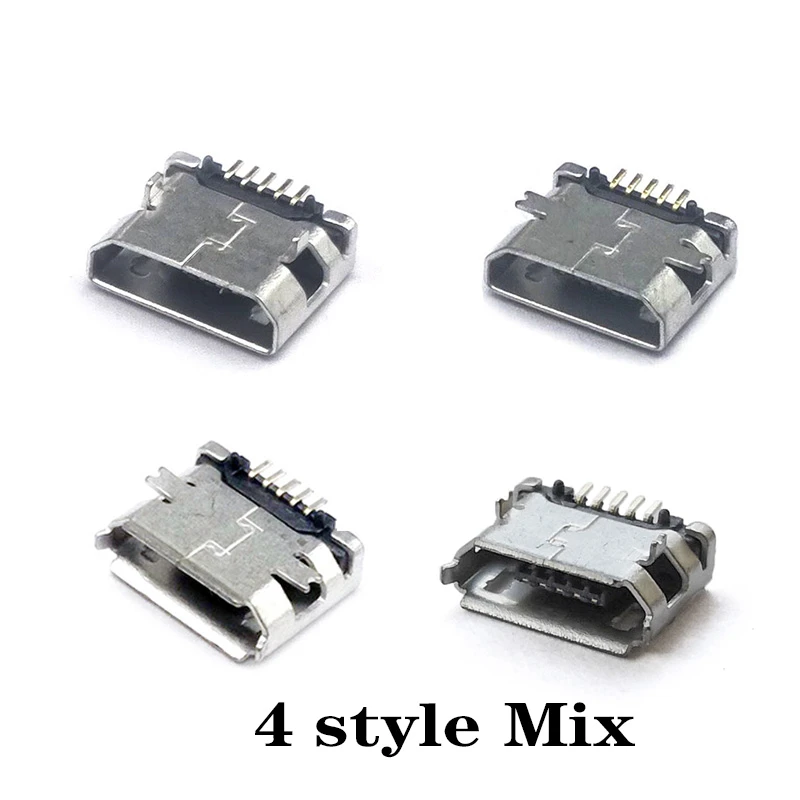 50pcs/lot 5Pin Micro B SMD Micro USB Connector Female Port Jack Tail ...