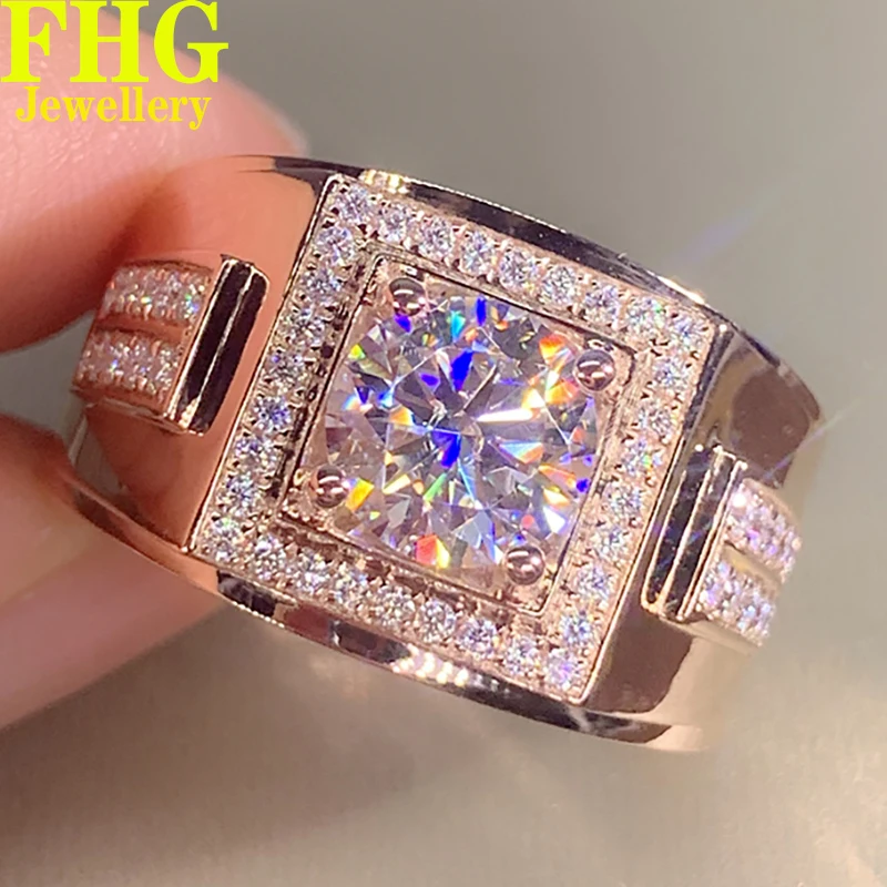 Solid-9K-Au375-Rose-Gold-Men-Ring-DVVS1-3Carat-Moissanite-Diamonds ...