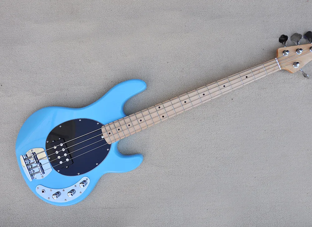 Blue-Body-4-Strings-Electric-Bass-Guitar-Maple-Neck-Chrome-Hardware ...