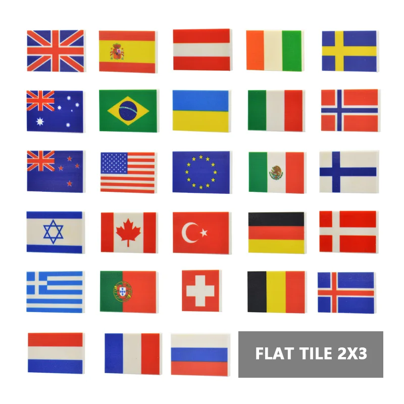 Custom Printed Tile 2x3 Building Blocks National Flags Europe Eu Usa Uk ...