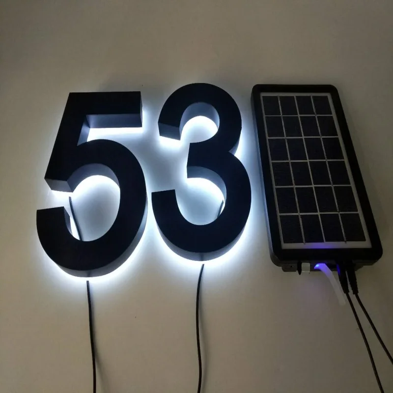 Solar Power Lamp Door Plate Led Light House Number(0-9) Illuminated ...