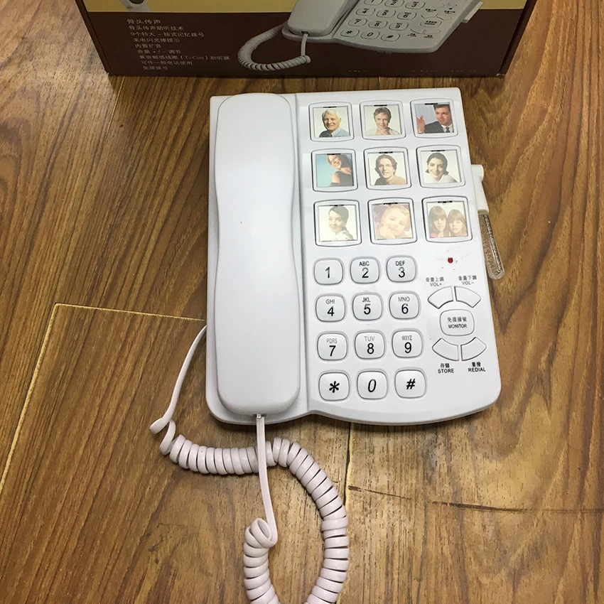Настольный проводной телефон для пожилых людей с 9 кнопками памяти фото ...